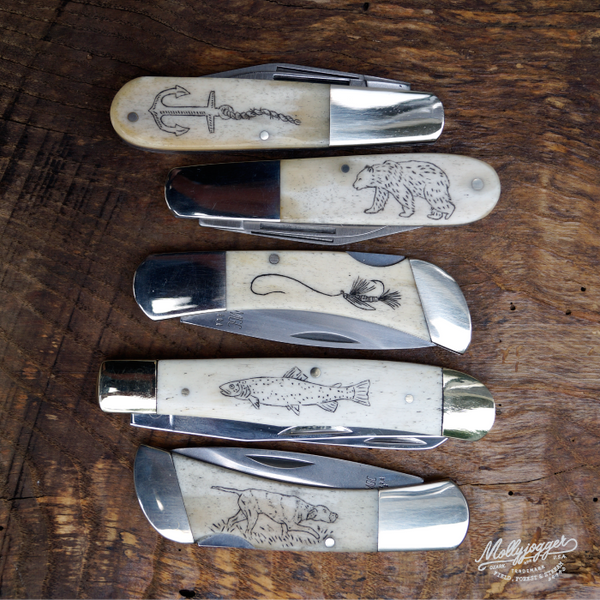 Scrimshaw Pocket Knife DIY Kit Mollyjogger Bear & Son Cutlery Knife USA ...